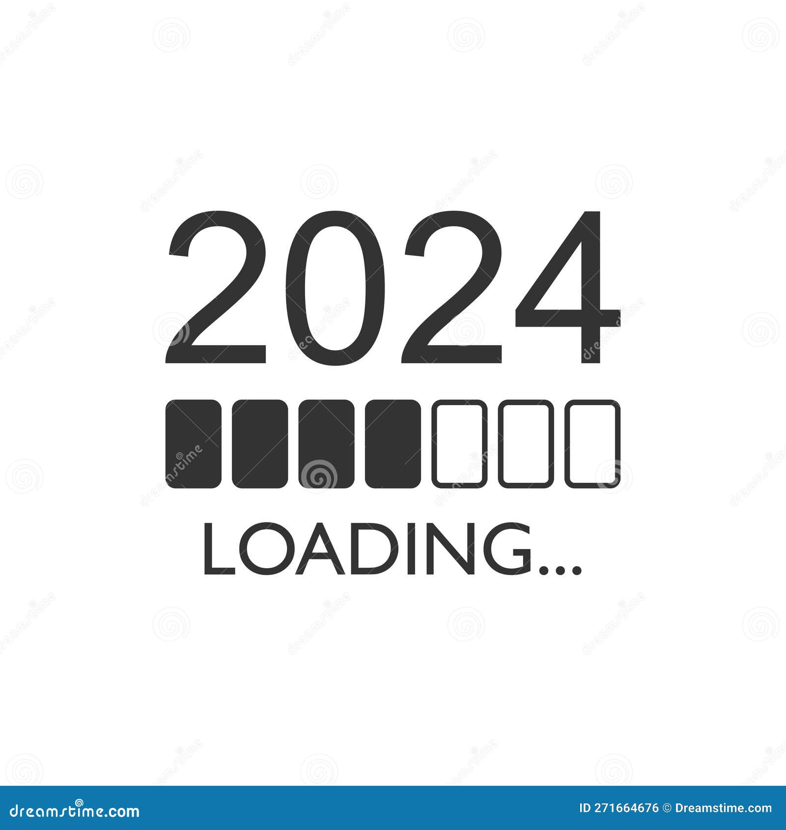 Loading 2024 Year Icon in Flat Style. Progress Indicator Vector ...
