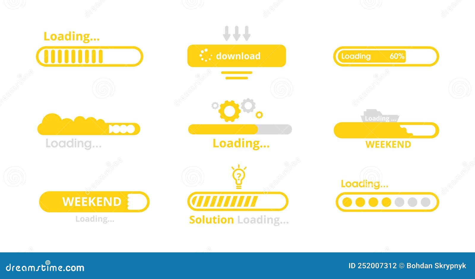 Loading Yellow Line Scale Set Stock Vector - Illustration of scale ...