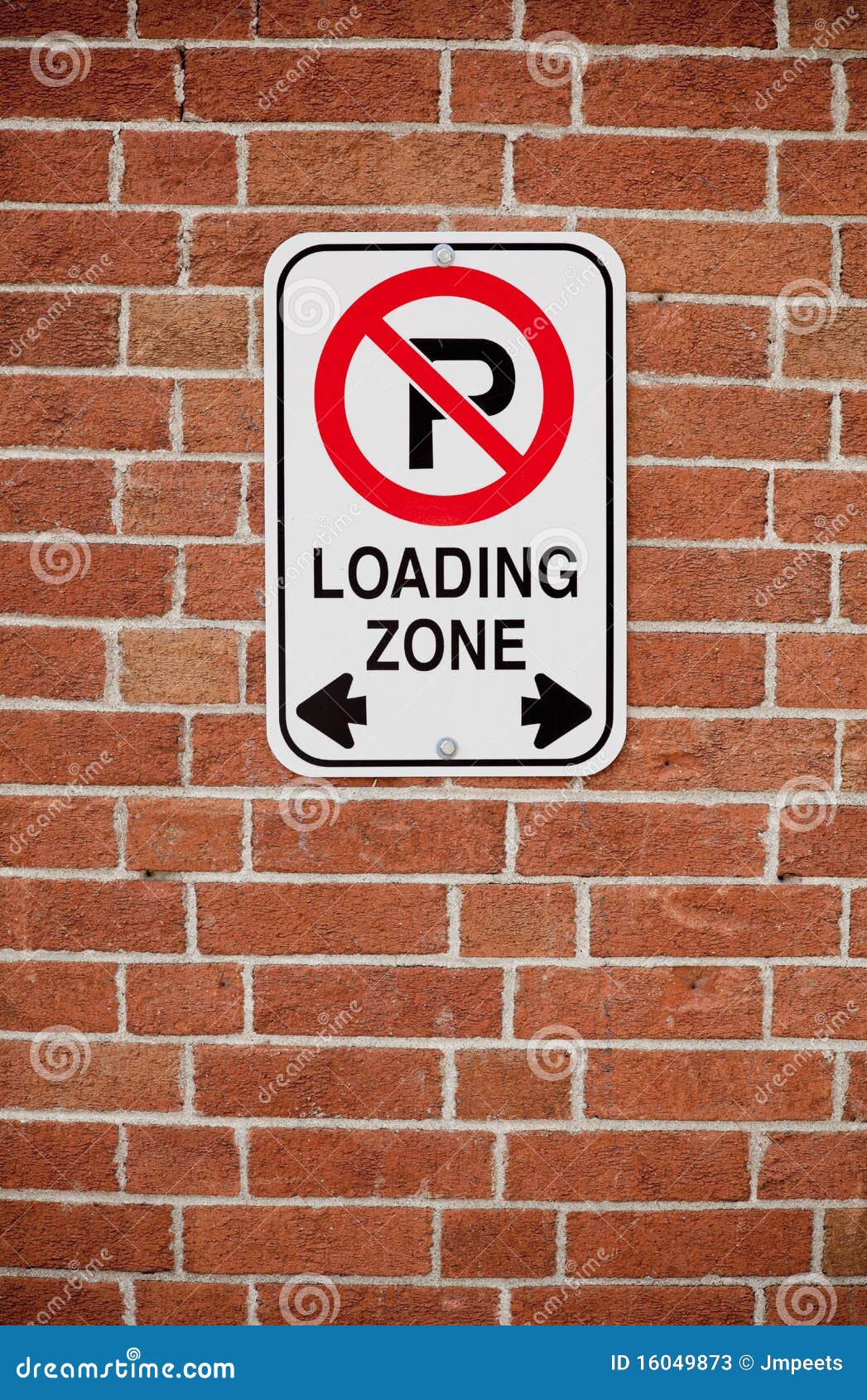 Loading Zone Sign On Brick Background Stock Image - Image of loading ...