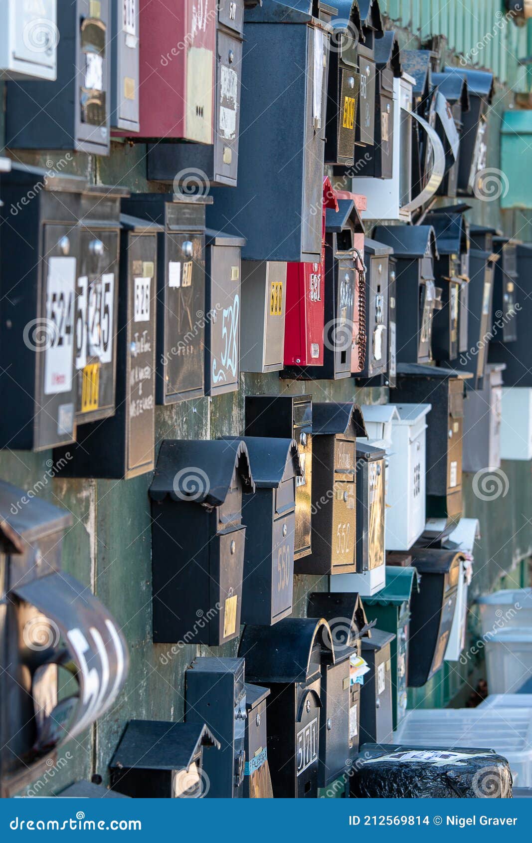 Large Wall with Many Letter Boxes Stock Photo - Image of group, side ...