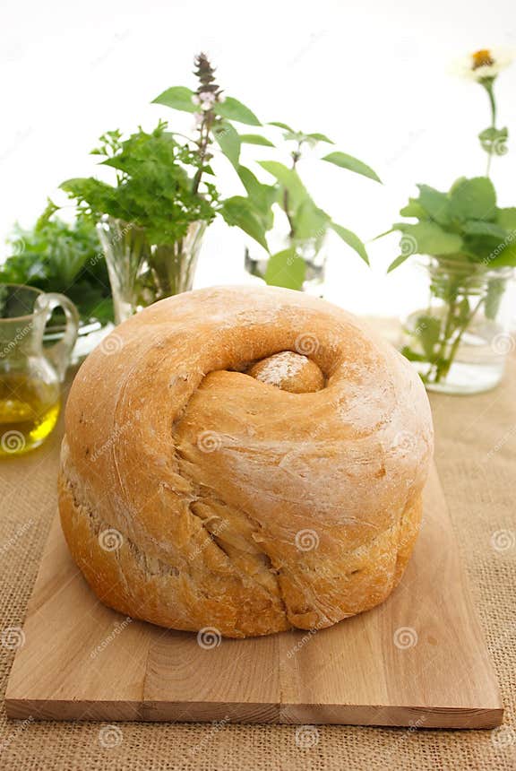 Loaf of bread stock image. Image of leaves, green, loaf - 21253613