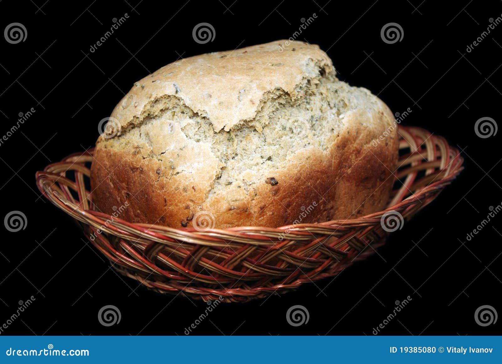 Loaf of bread in basket. stock photo. Image of baton - 19385080
