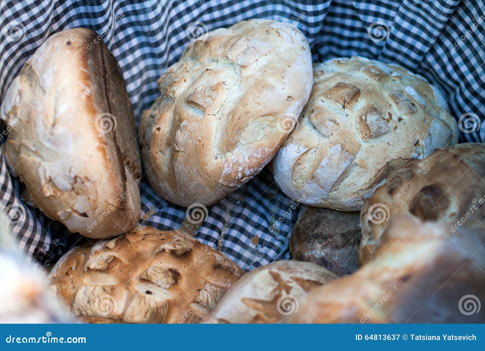 Loaf of bread in basket stock image. Image of baked, bread - 64813637