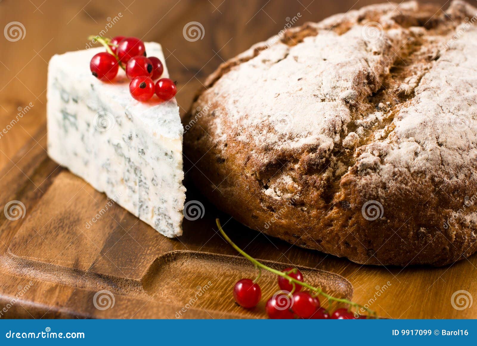 Loaf of Bread and Blue Cheese Stock Image - Image of currant, cheese ...