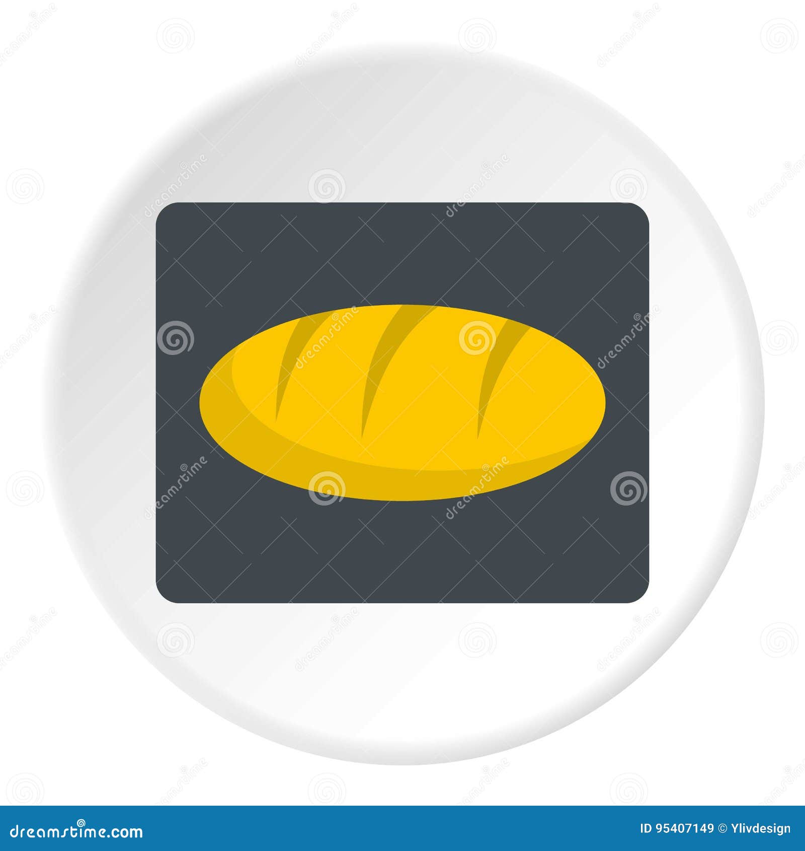 Loaf bread icon circle stock vector. Illustration of baked - 95407149