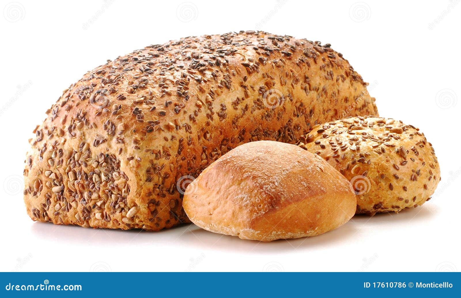 Loaf of Bread and Rolls Isolated on White Stock Photo - Image of meal ...