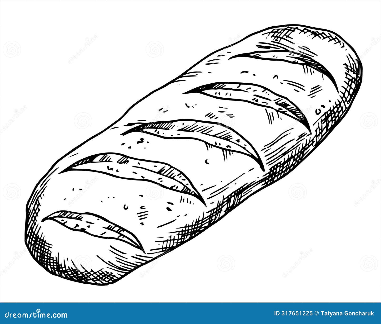 Loaf of Bread, Vector Drawing in Sketch Style Stock Illustration ...