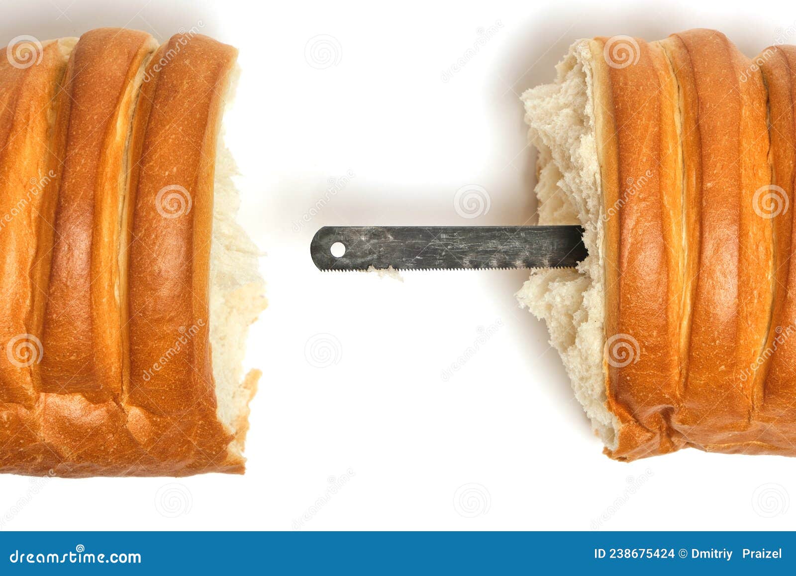Loaf Loaf Broken in Half, with Hacksaw for Metal Inside.Tool, Concept ...