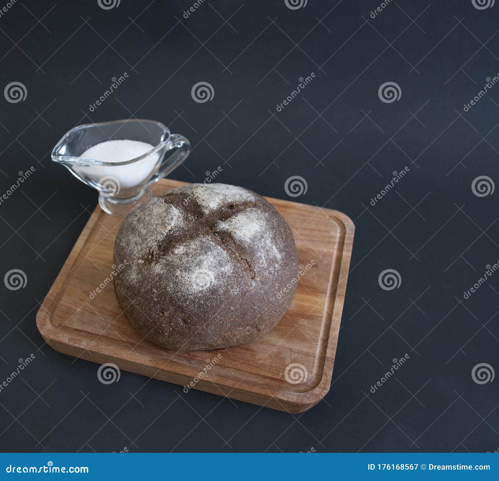 Loaf of Brown Bread with Salt Shaker Stock Image - Image of black ...