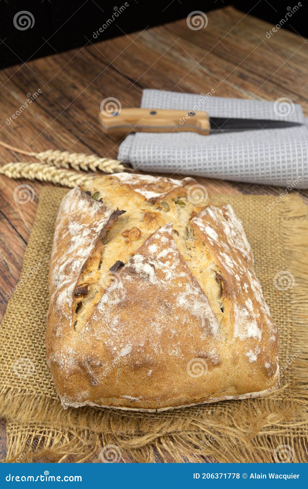 Loaf of Cereal Bread on a Table Stock Photo - Image of fresh, bread ...