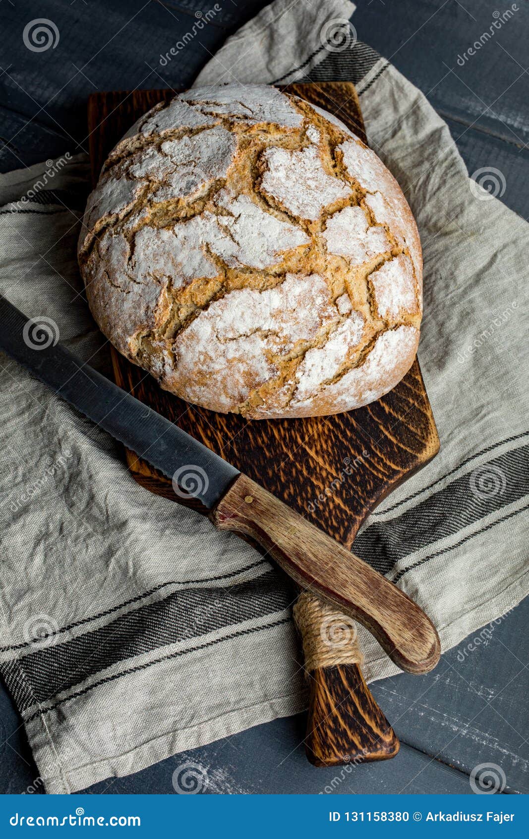 A Loaf of Fresh Country Bread. Stock Photo - Image of table, organic ...