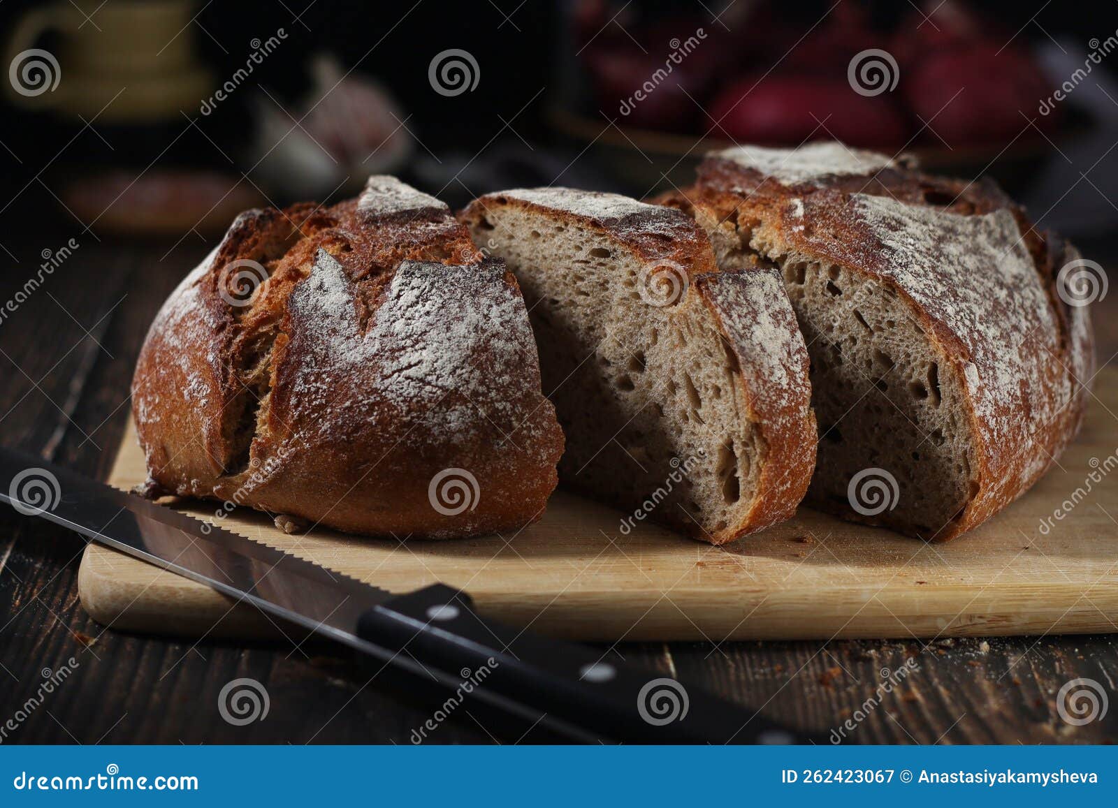 A Loaf of Rye Bread in Rustic Style Stock Image - Image of diet, brown ...