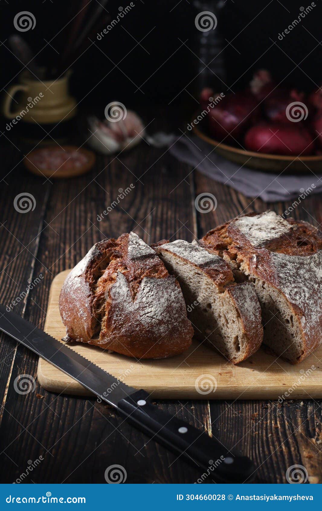 A Loaf of Rye Bread in Rustic Style Stock Photo - Image of fresh ...