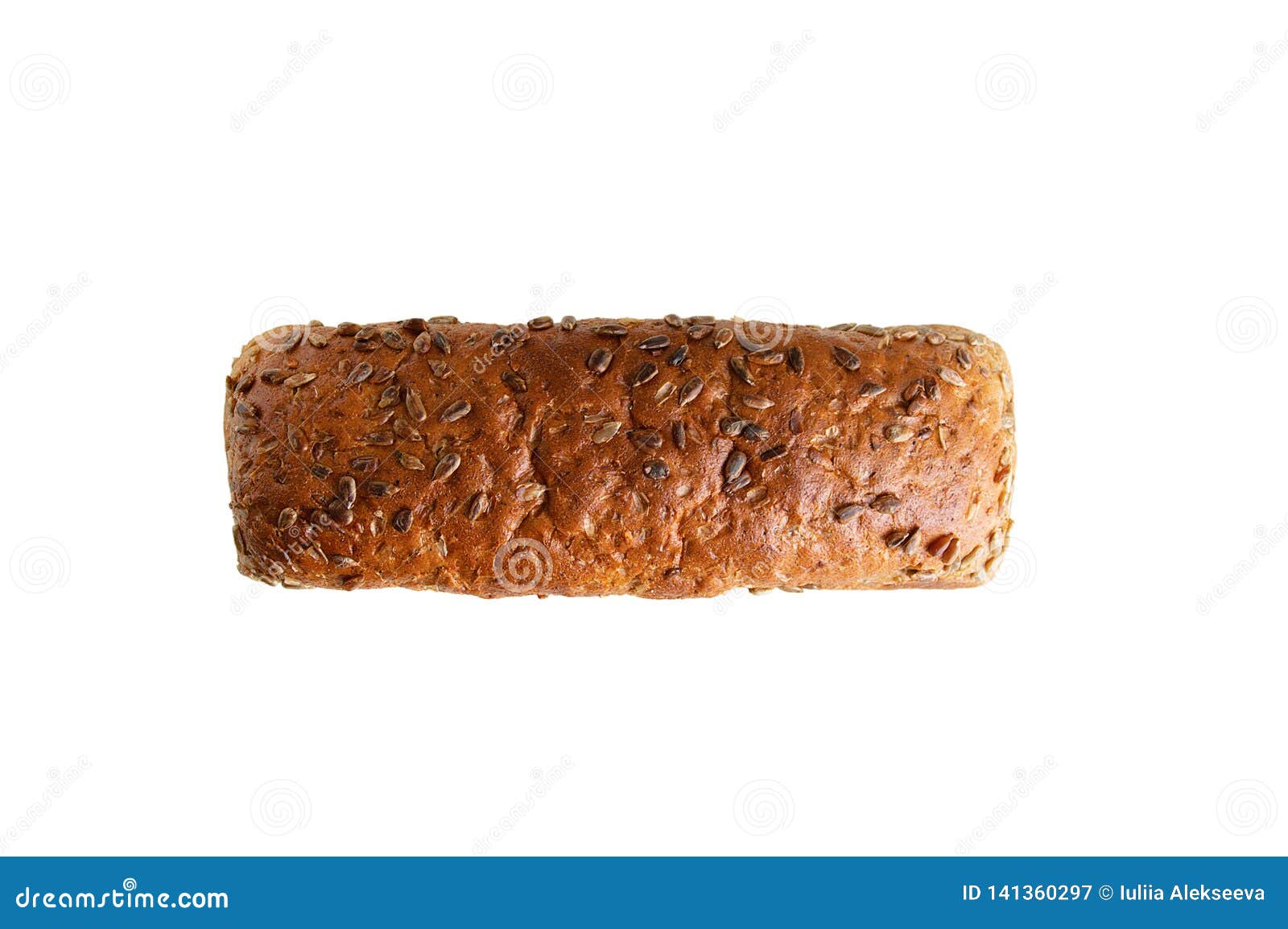 Loaf of Rye Bread with Seeds. View from Above. White Isolate Stock ...