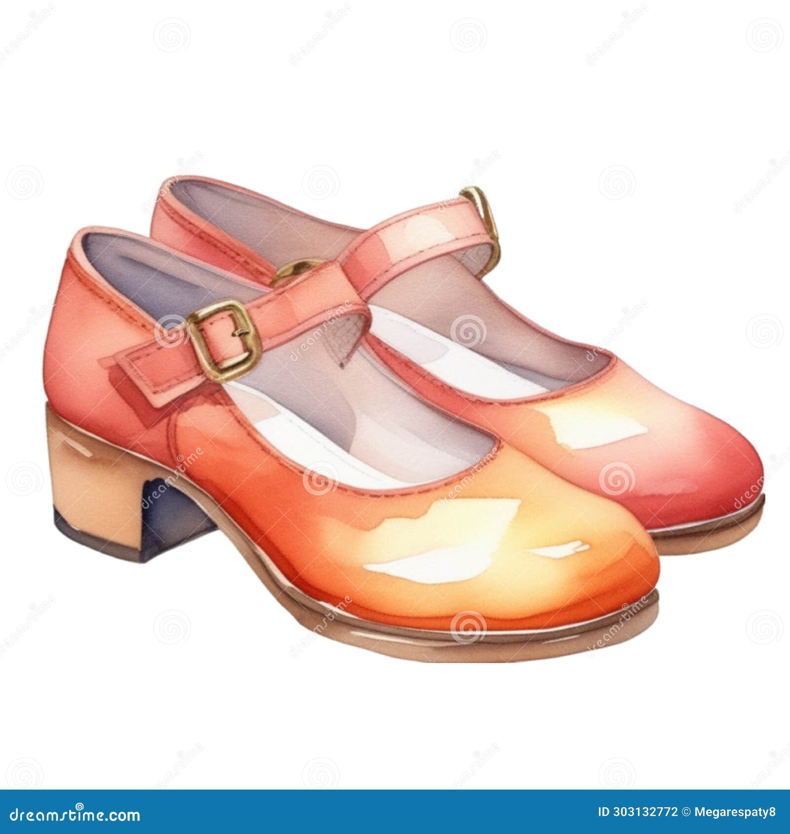 Mary Jane Shoes Watercolor Illustration | CartoonDealer.com #303132540