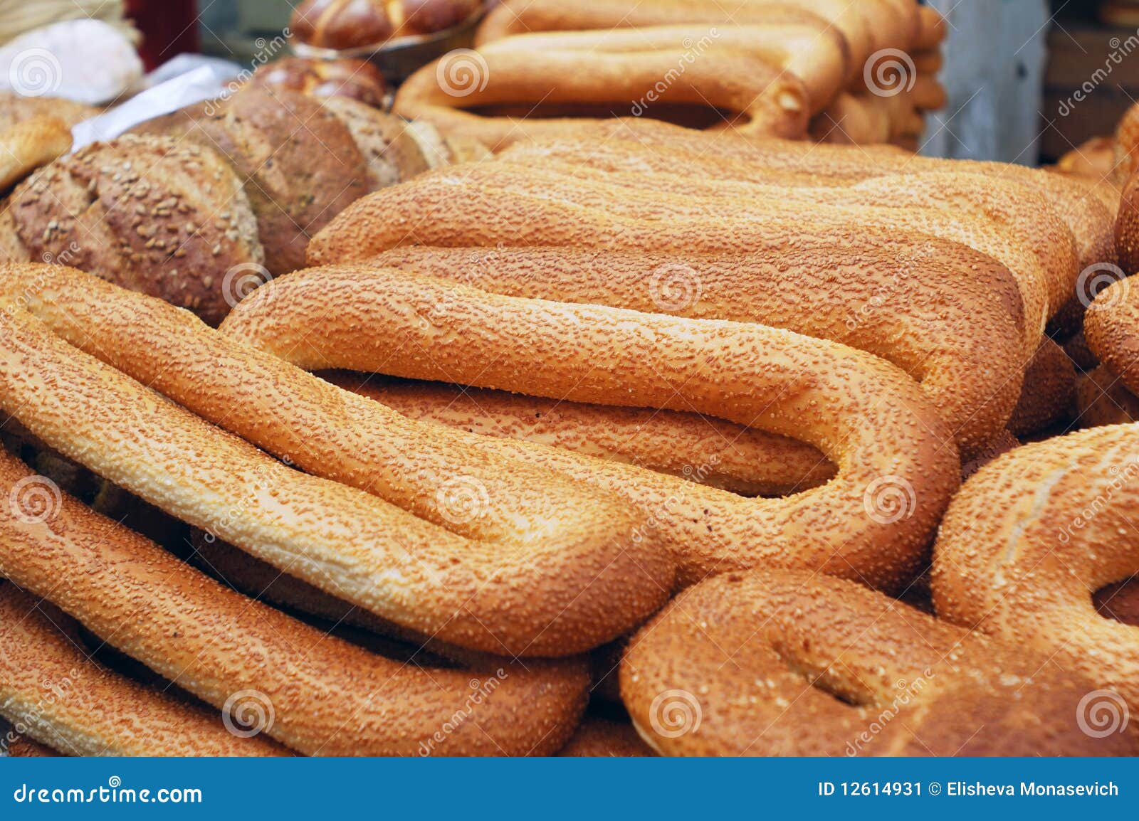 Loafs of long bagels stock image. Image of assortment - 12614931
