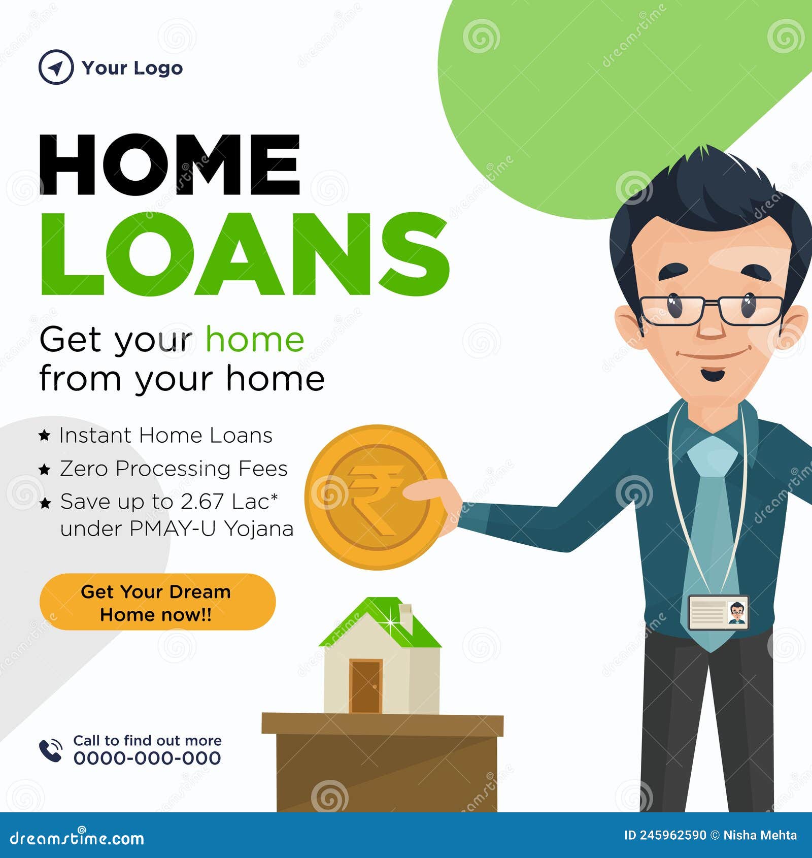 Banner Design of Home Loans Stock Vector - Illustration of loan ...