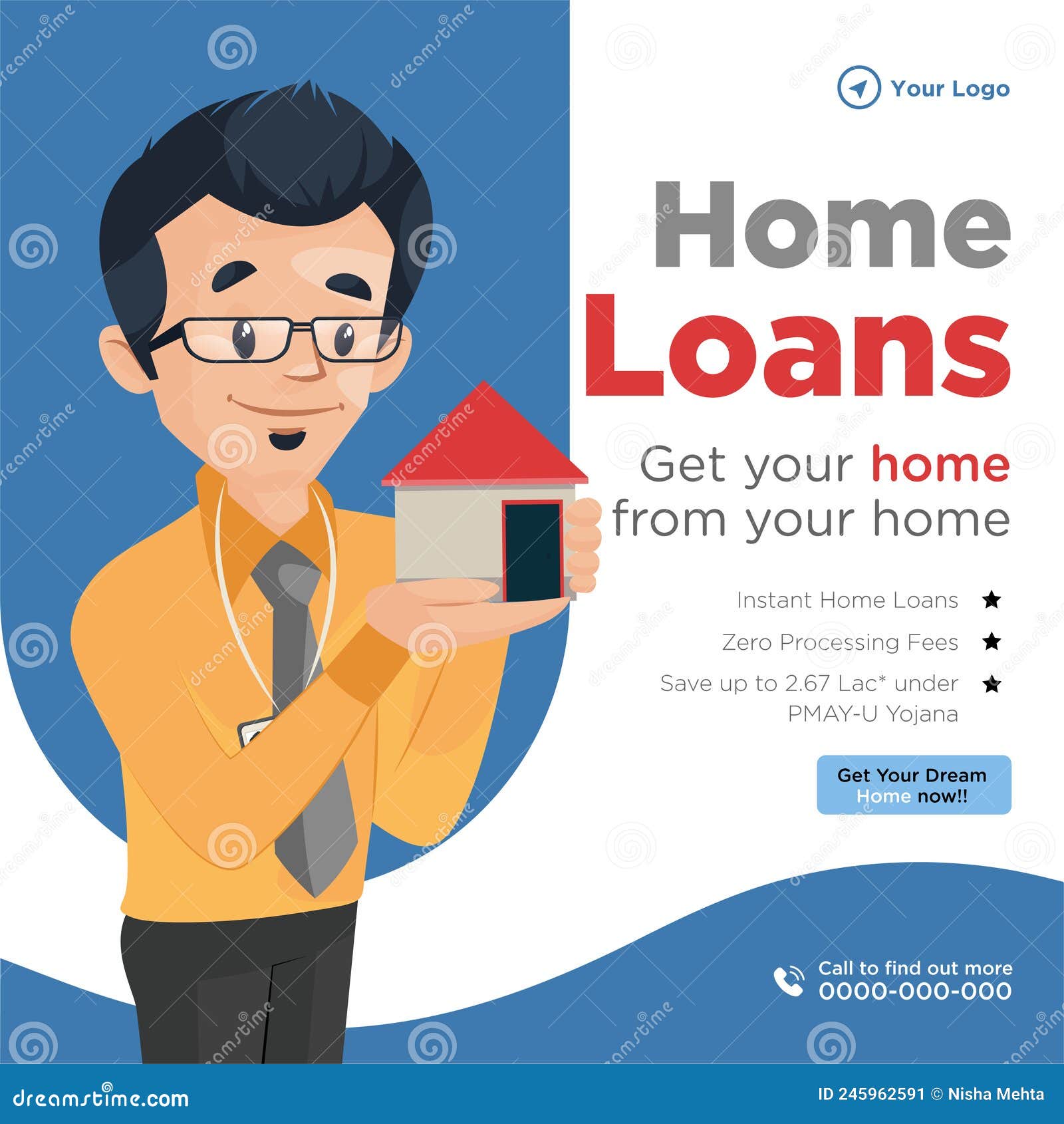 Banner Design of Home Loans Stock Vector - Illustration of finance ...