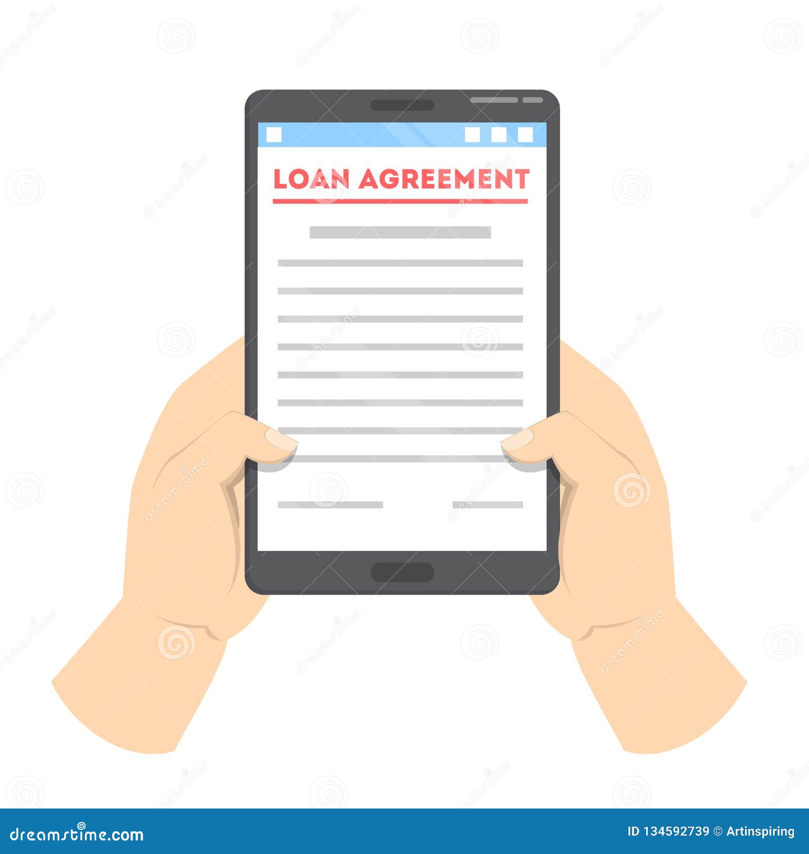 Loan Agreement on the Digital Device. Online Contract Stock Vector ...