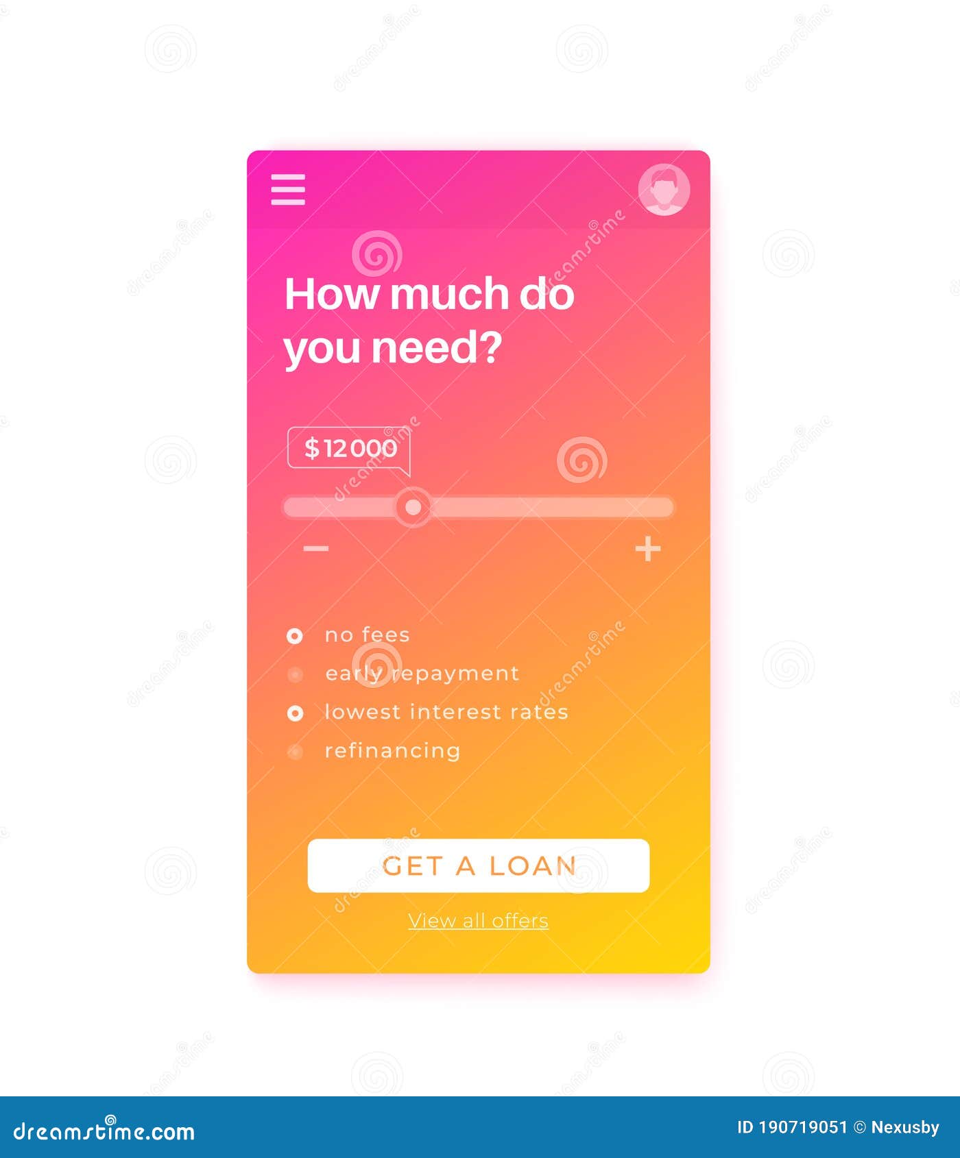 Loan App, Vector Mobile Ui Design Stock Vector - Illustration of ...