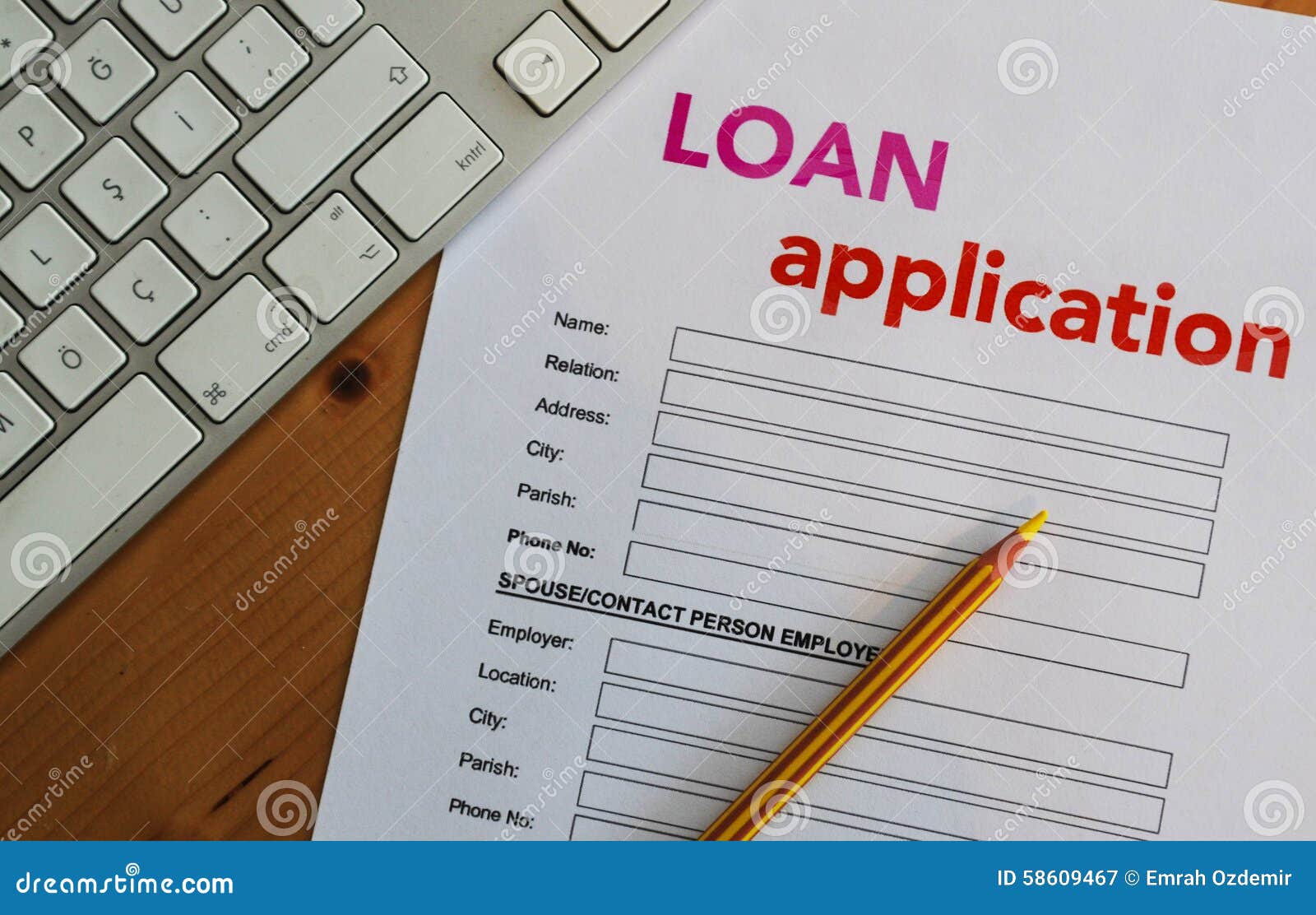 Loan application form stock image. Image of shot, document - 58609467