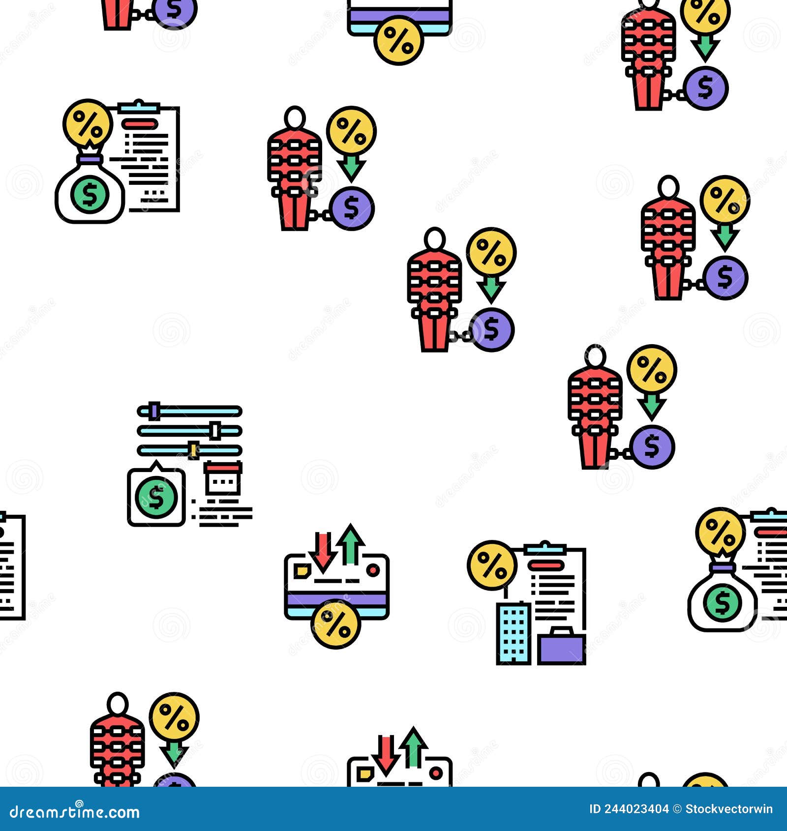 Loan Financial Credit Vector Seamless Pattern Stock Vector ...