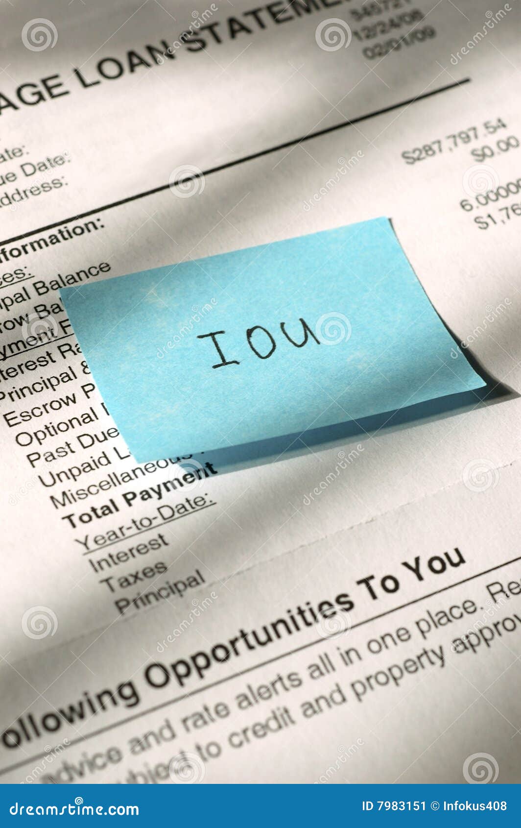 Loan IOU 2 stock image. Image of banking, payments, recession - 7983151