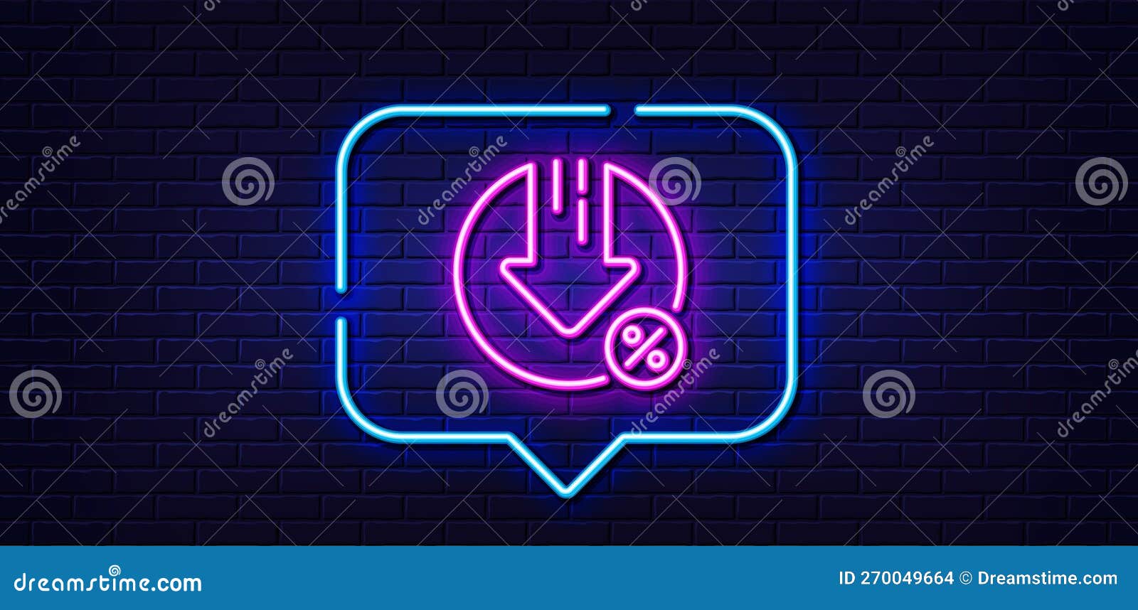 Loan Percent Decrease Line Icon. Discount Sign. Neon Light Speech Bubble. Vector Stock Vector ...