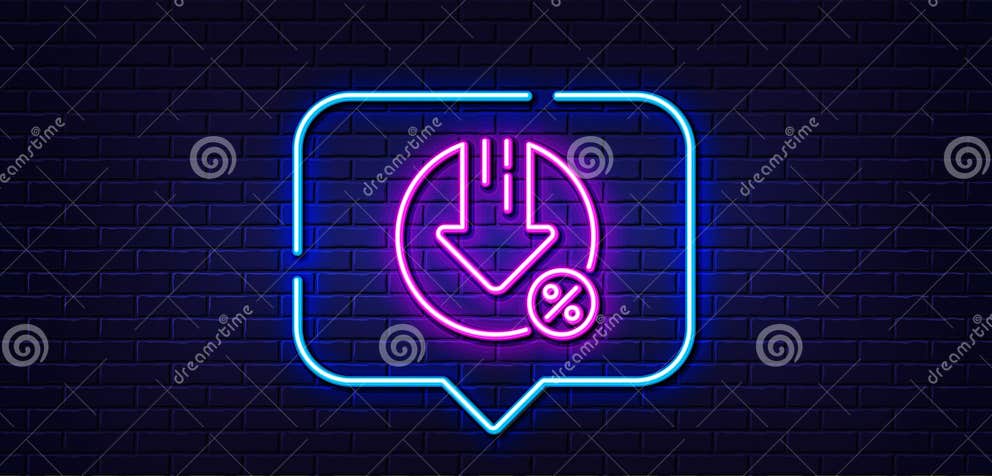 Loan Percent Decrease Line Icon. Discount Sign. Neon Light Speech Bubble. Vector Stock Vector ...