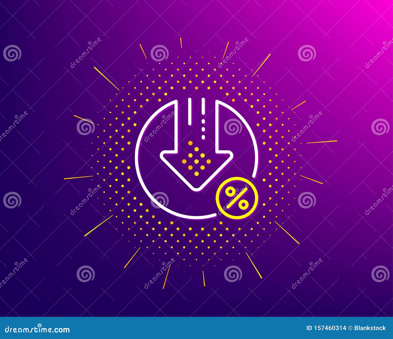 Loan Percent Decrease Line Icon. Discount Sign. Vector Stock Vector - Illustration of circle ...