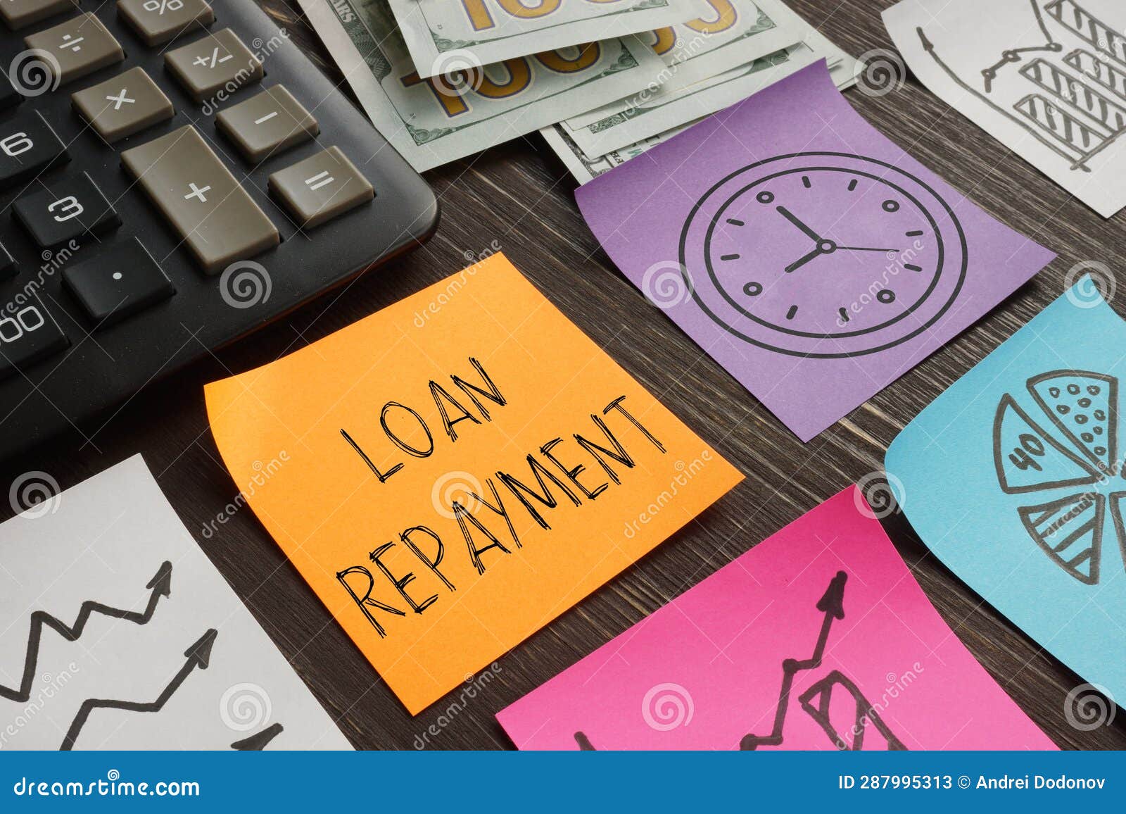 Loan Repayment is Shown Using the Text and Photo of Dollars Stock Image ...