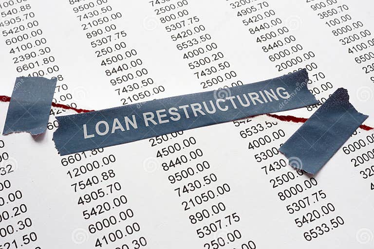 Loan Restructuring Concept. a Torn Bank Document Secured with Tape ...