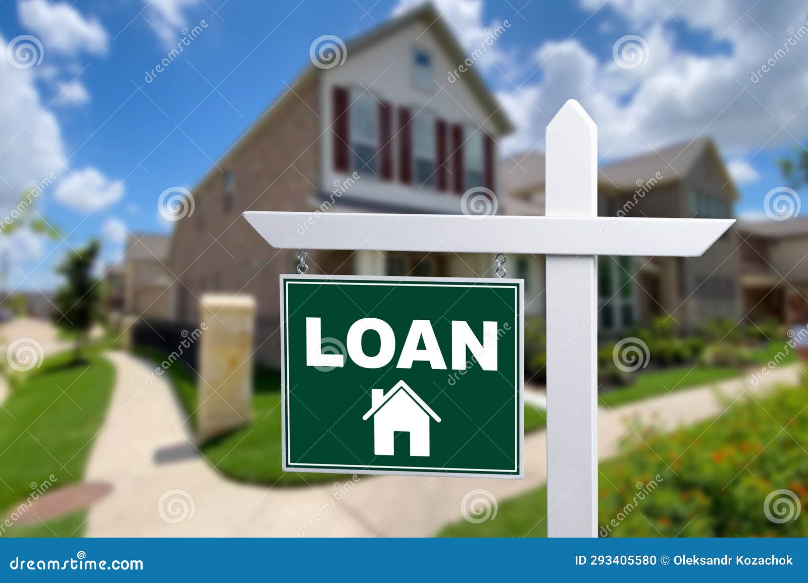 LOAN Sign Against a House. Close-up. Stock Photo - Image of office ...