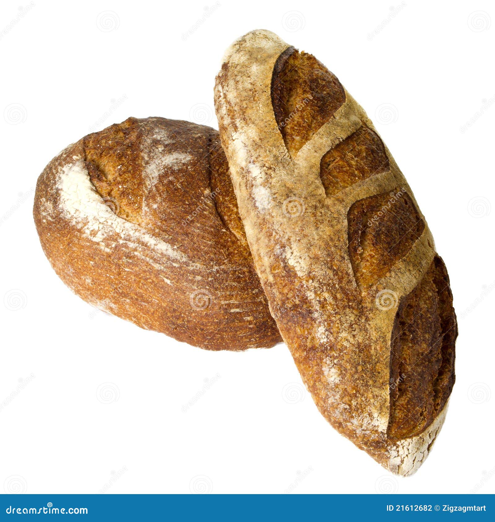 Loaves of Bread Isolated on White Stock Photo - Image of peasant ...