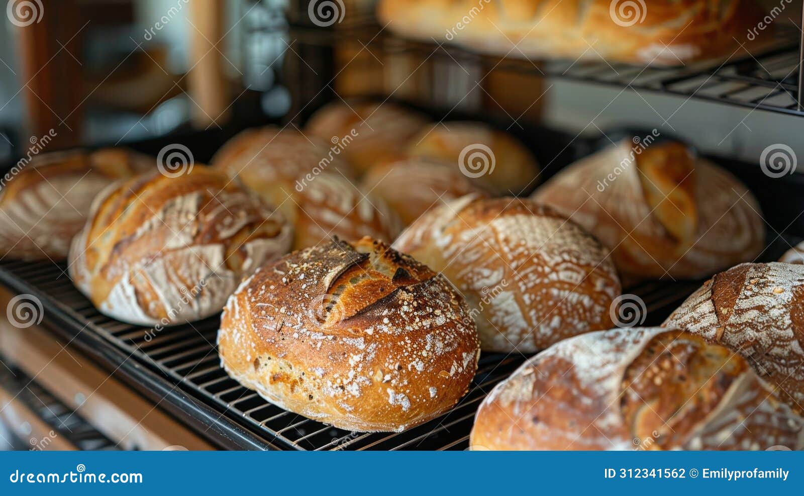 Loaves of Bread on Rack in Bakery Stock Illustration - Illustration of ...
