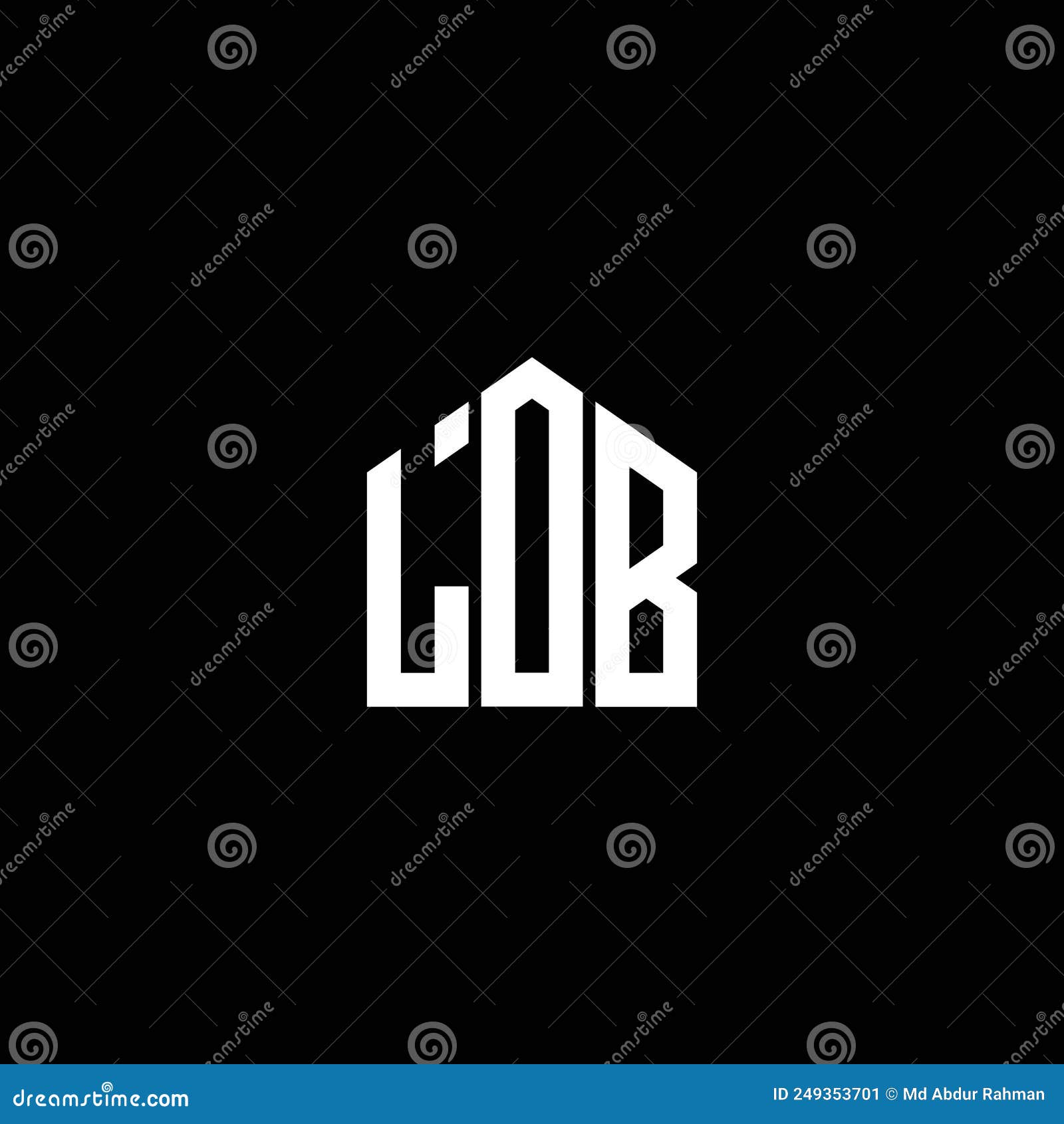 LOB Letter Logo Design on BLACK Background. LOB Creative Initials ...