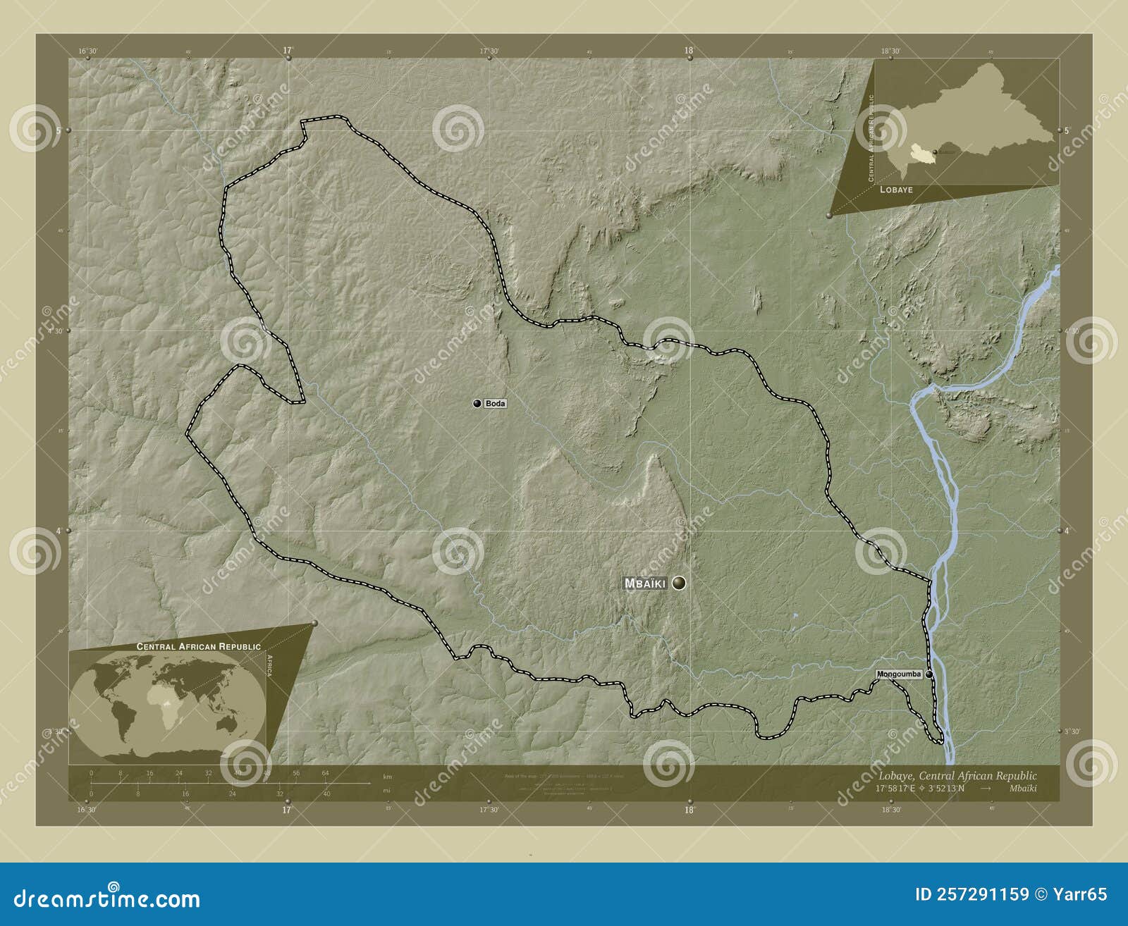 Lobaye, Central African Republic. Wiki. Labelled Points of Cities Stock Image - Image of contour ...