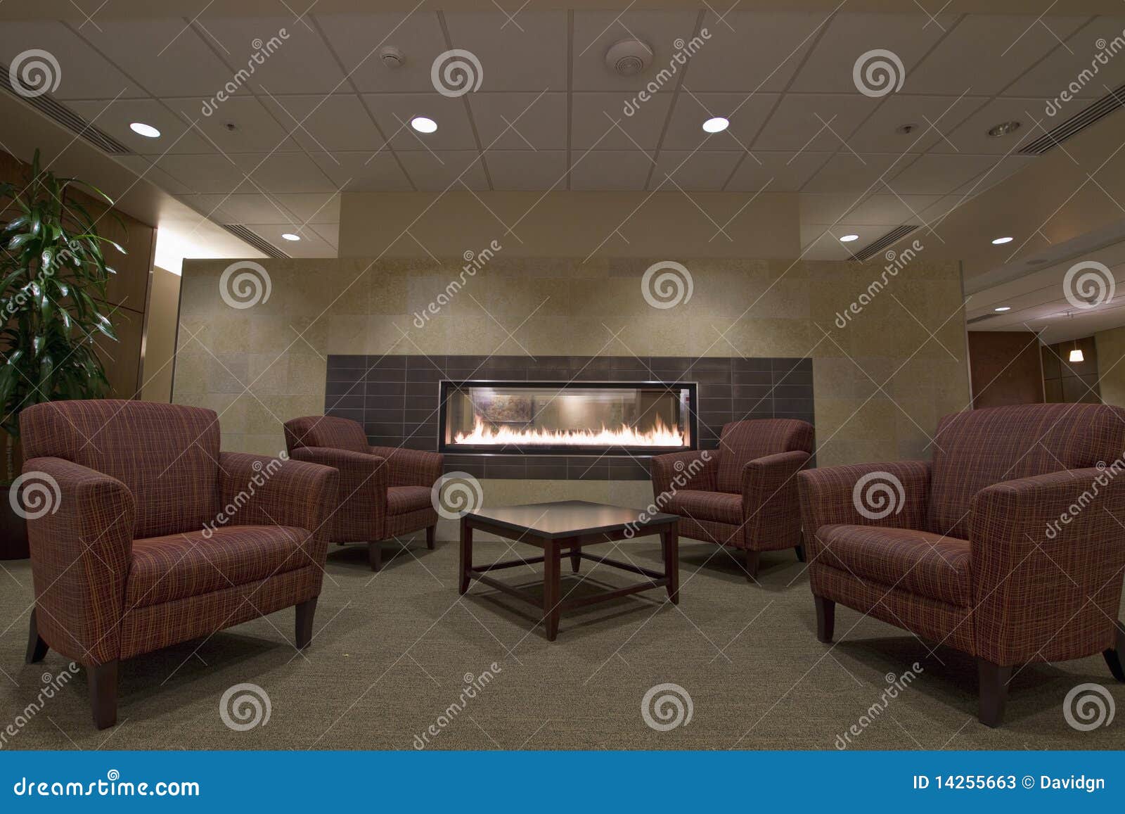 Lobby Area with Fireplace stock image. Image of foyer - 14255663