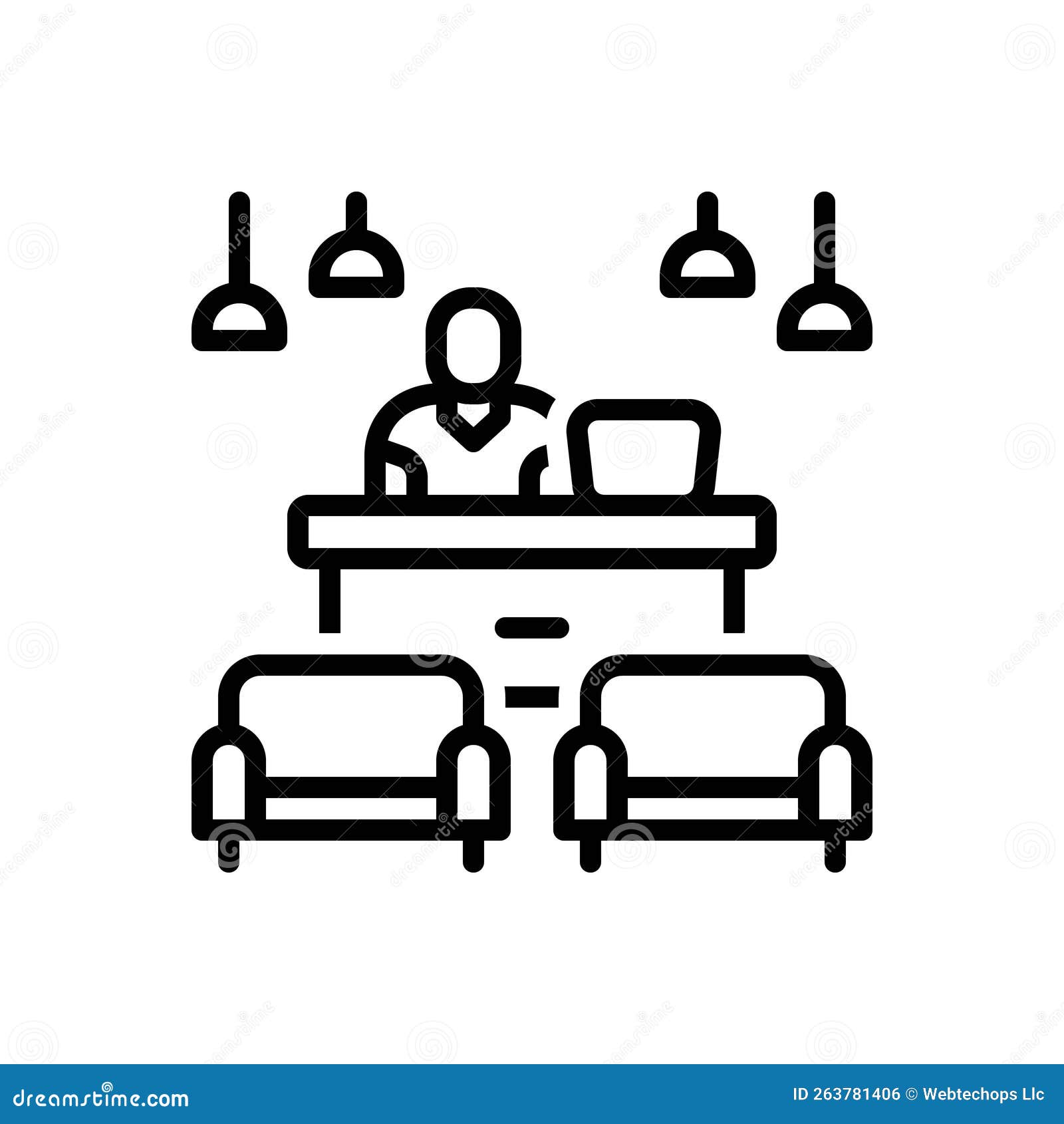 Black Line Icon for Lobby, Reception and Furniture Stock Vector ...