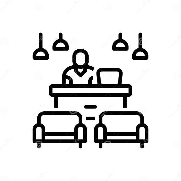 Black Line Icon for Lobby, Reception and Furniture Stock Vector ...