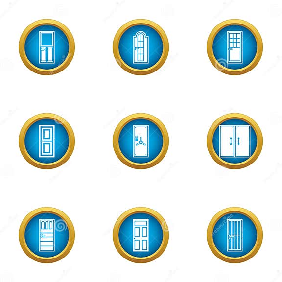 Lobby Icons Set, Flat Style Stock Vector - Illustration of office ...