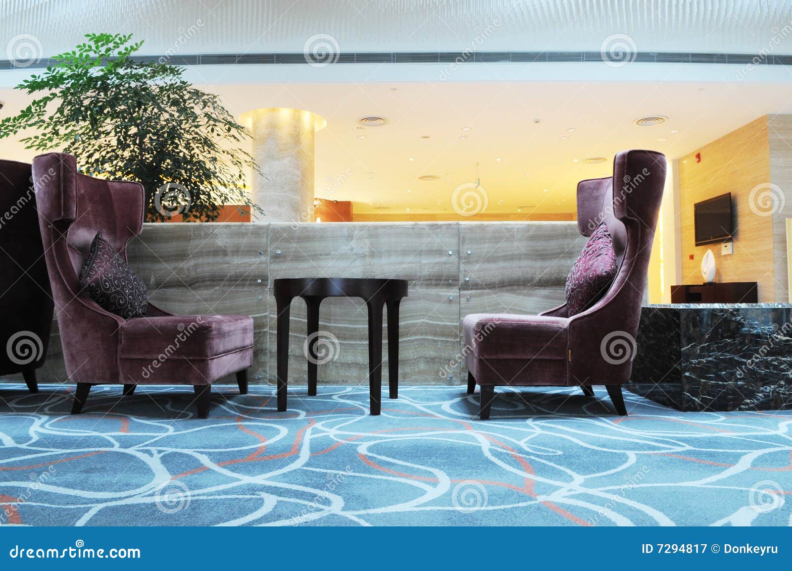 The lobby sofas and table stock image. Image of architecture - 7294817