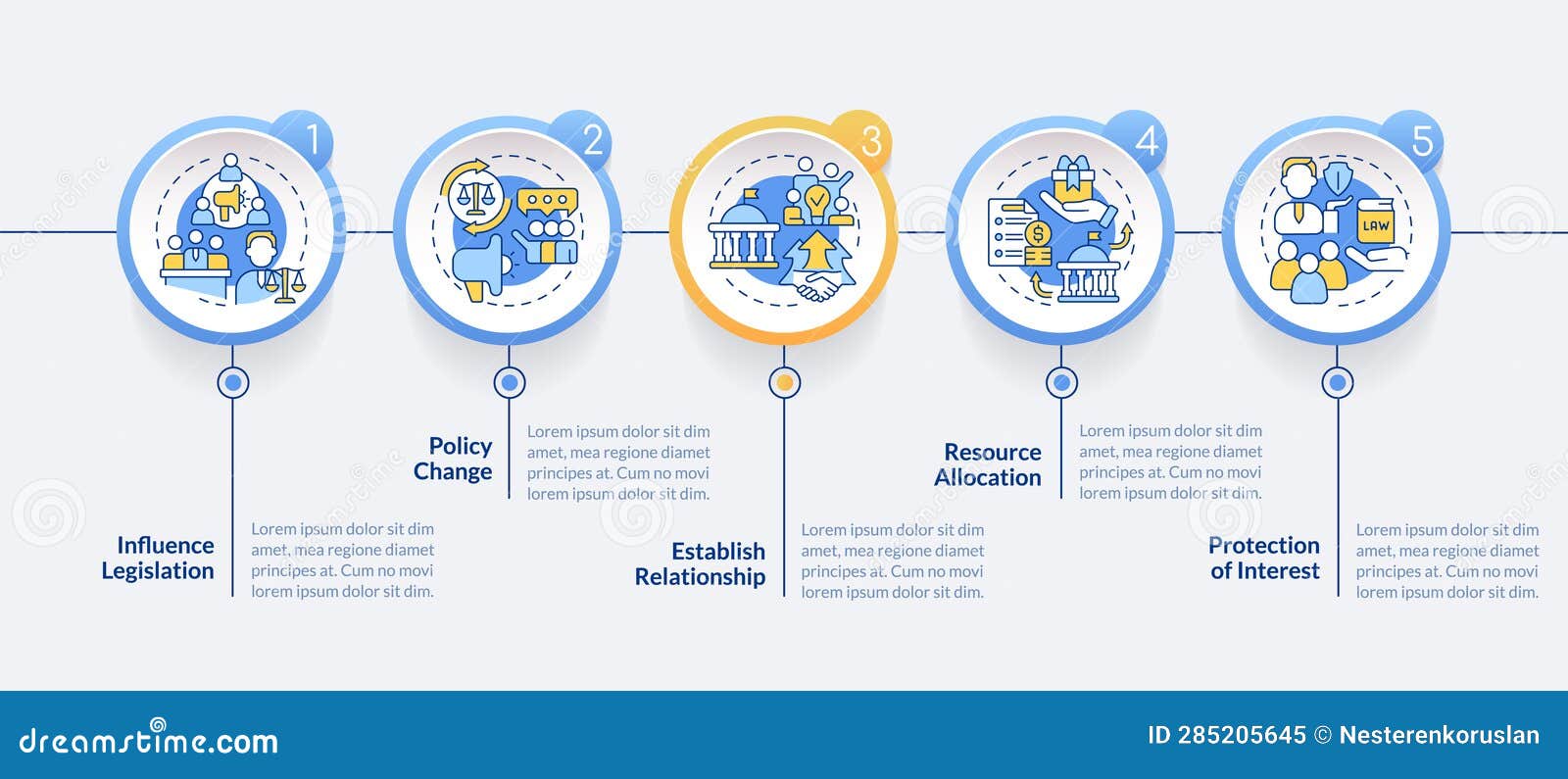 Lobbying Government Layout with Thin Line Icons Stock Vector ...