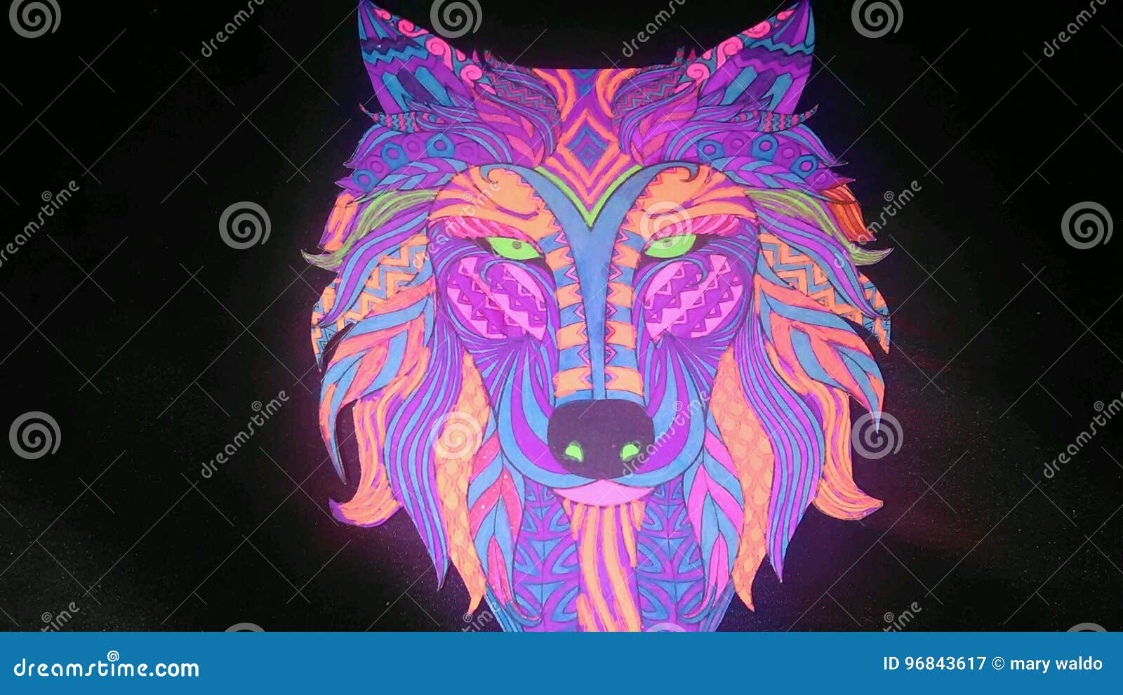 Lobo de néon ilustração stock. Ilustração de formas, brilhante - 96843617