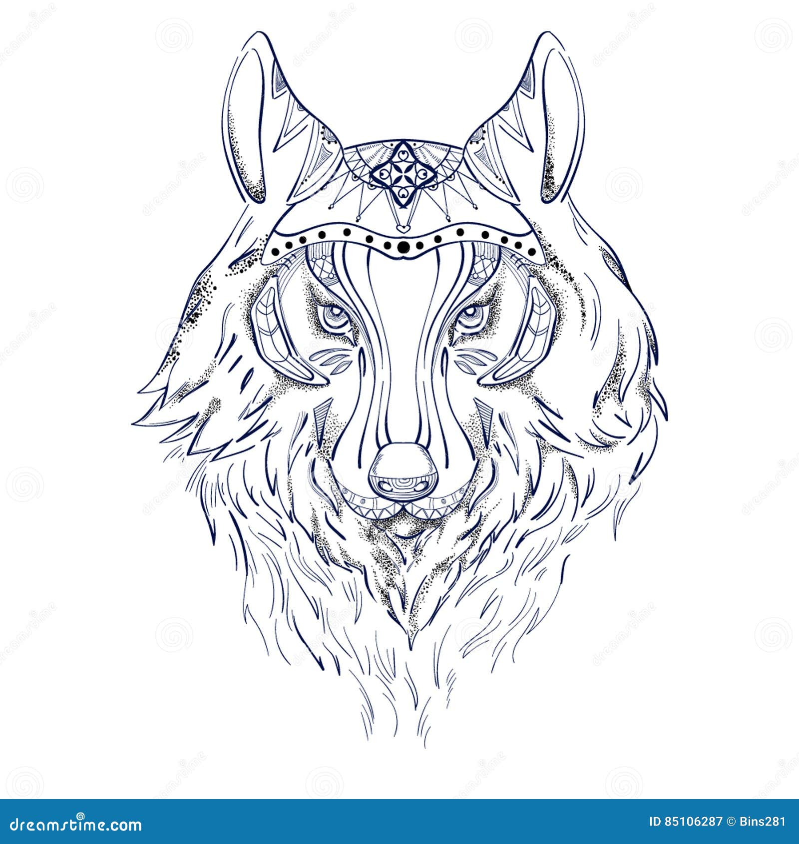 Lobo en color ilustración del vector. Ilustración de muestra - 85106287