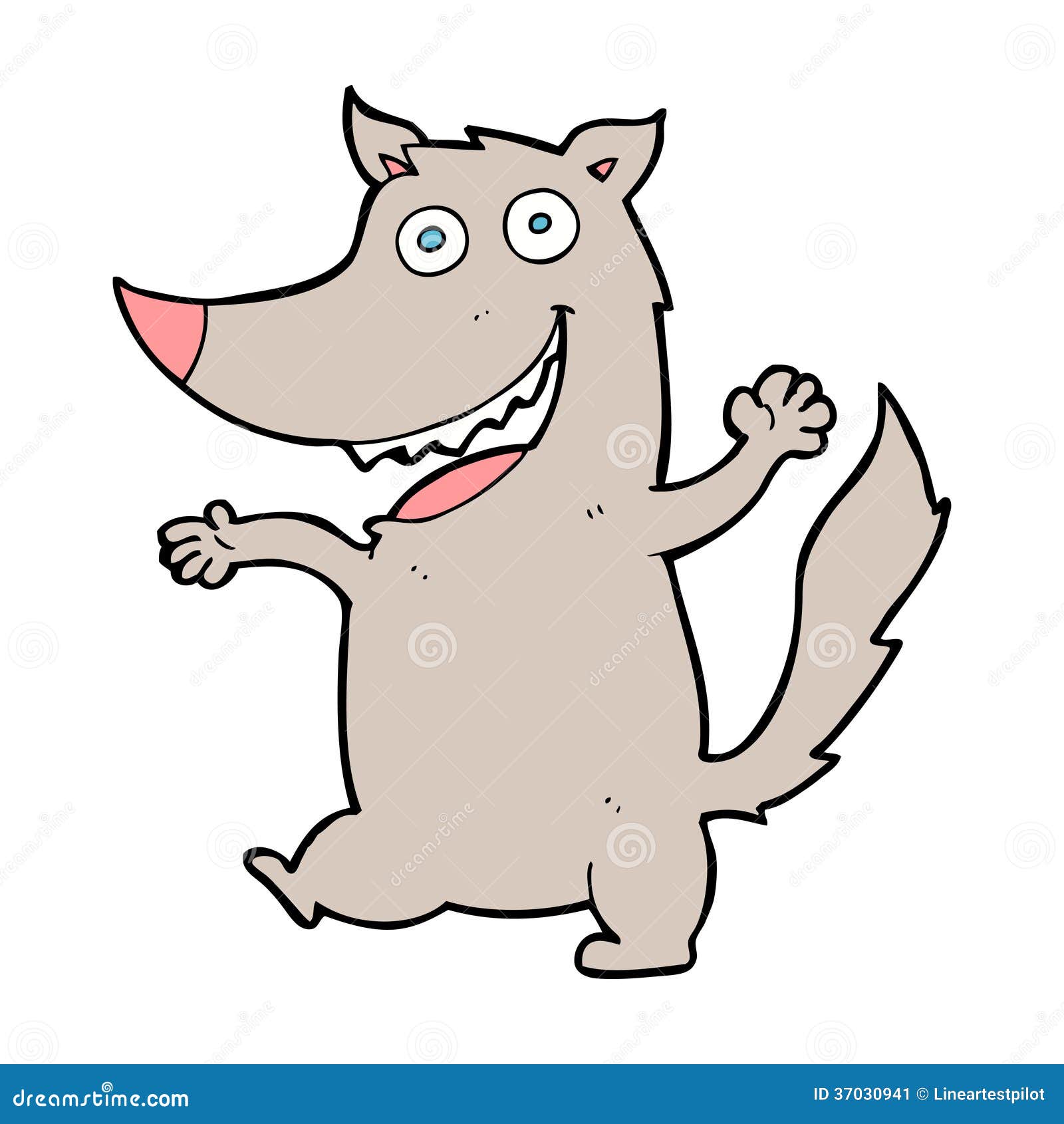 Lobo Feliz De La Historieta Ilustración del Vector - Ilustración de ...