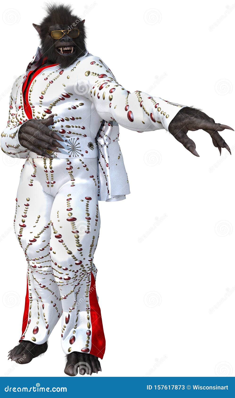 Lobo Gracioso, Elvis, Werewolf, Aislado Imagen de archivo - Ilustración ...