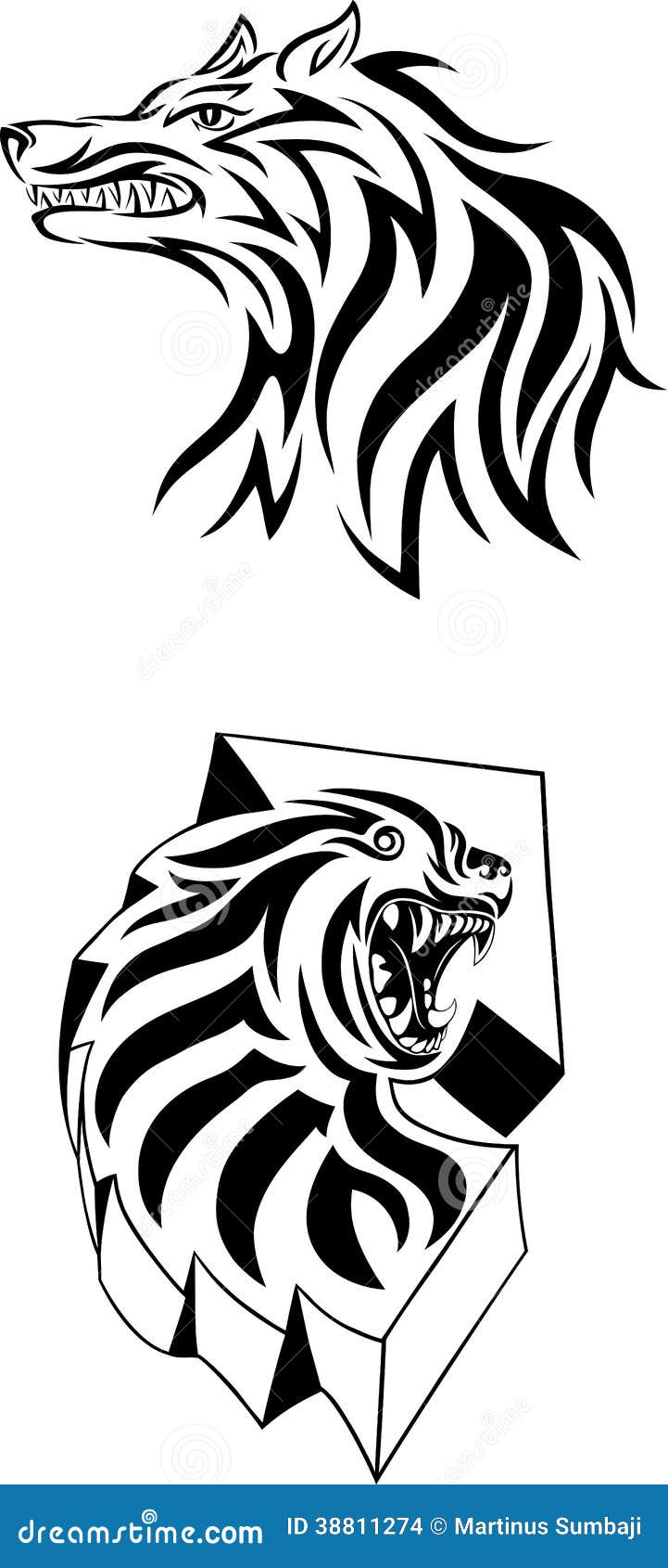 Lobo tribal ilustración del vector. Ilustración de icono - 38811274