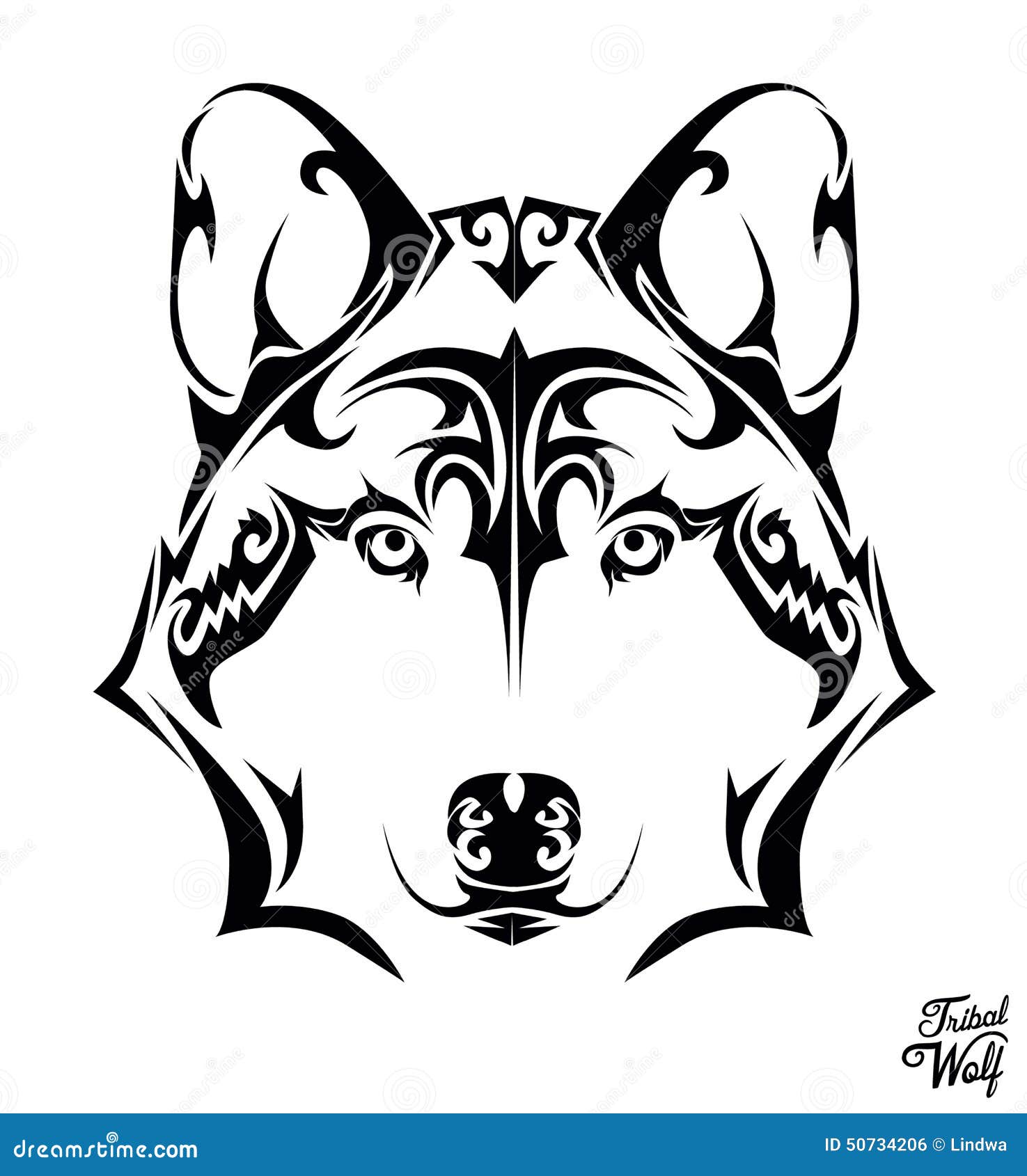Lobo tribal ilustración del vector. Ilustración de vector - 50734206