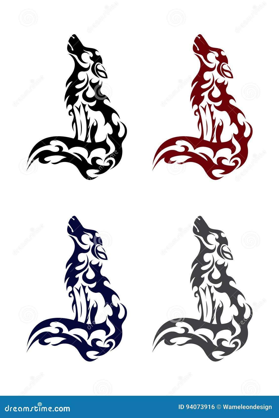 Lobo tribal ilustración del vector. Ilustración de tribal - 94073916